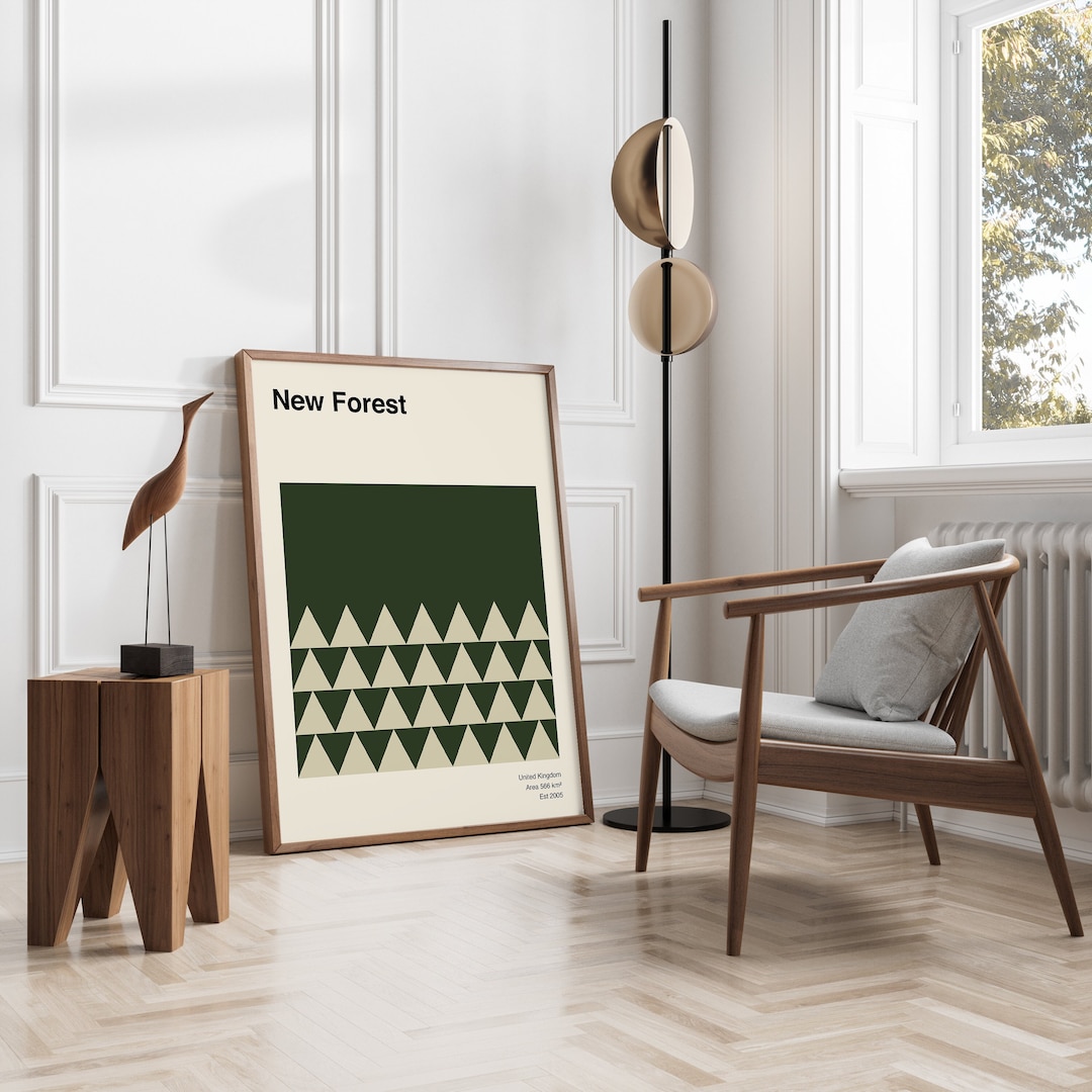 New Forest Poster, Mid Century Travel Poster, Minimal Travel Print, New ...