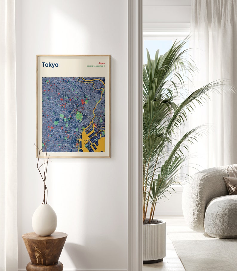 Tokyo Japan Map Art Print: Custom Color Wall Decor - Etsy