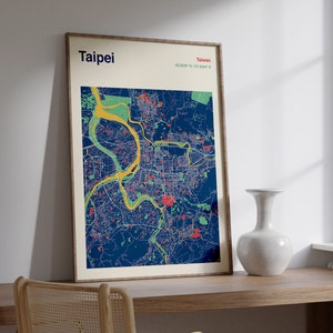 Taipei Taiwan Map Print, Taipei Map Poster, Taipei Map Wall Art, Taipei ...