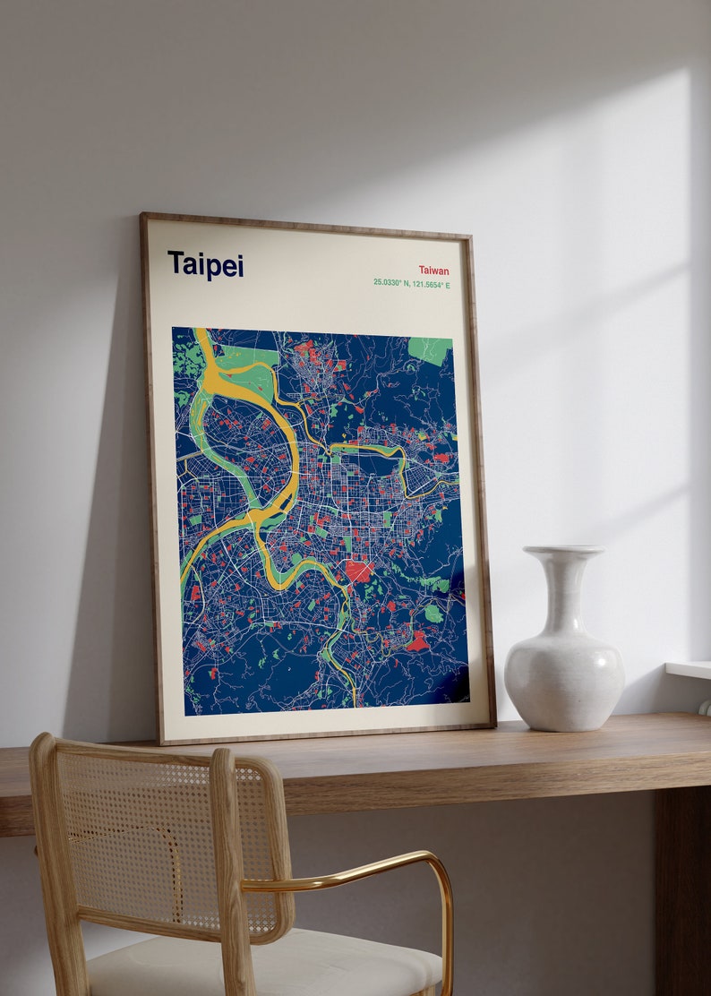 Taipei Taiwan Map Print Taipei Map Poster Taipei Map Wall - Etsy