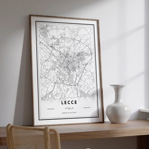 Lecce Italy Map Print, Lecce Map Poster, Lecce City Map Wall Art, Map ...