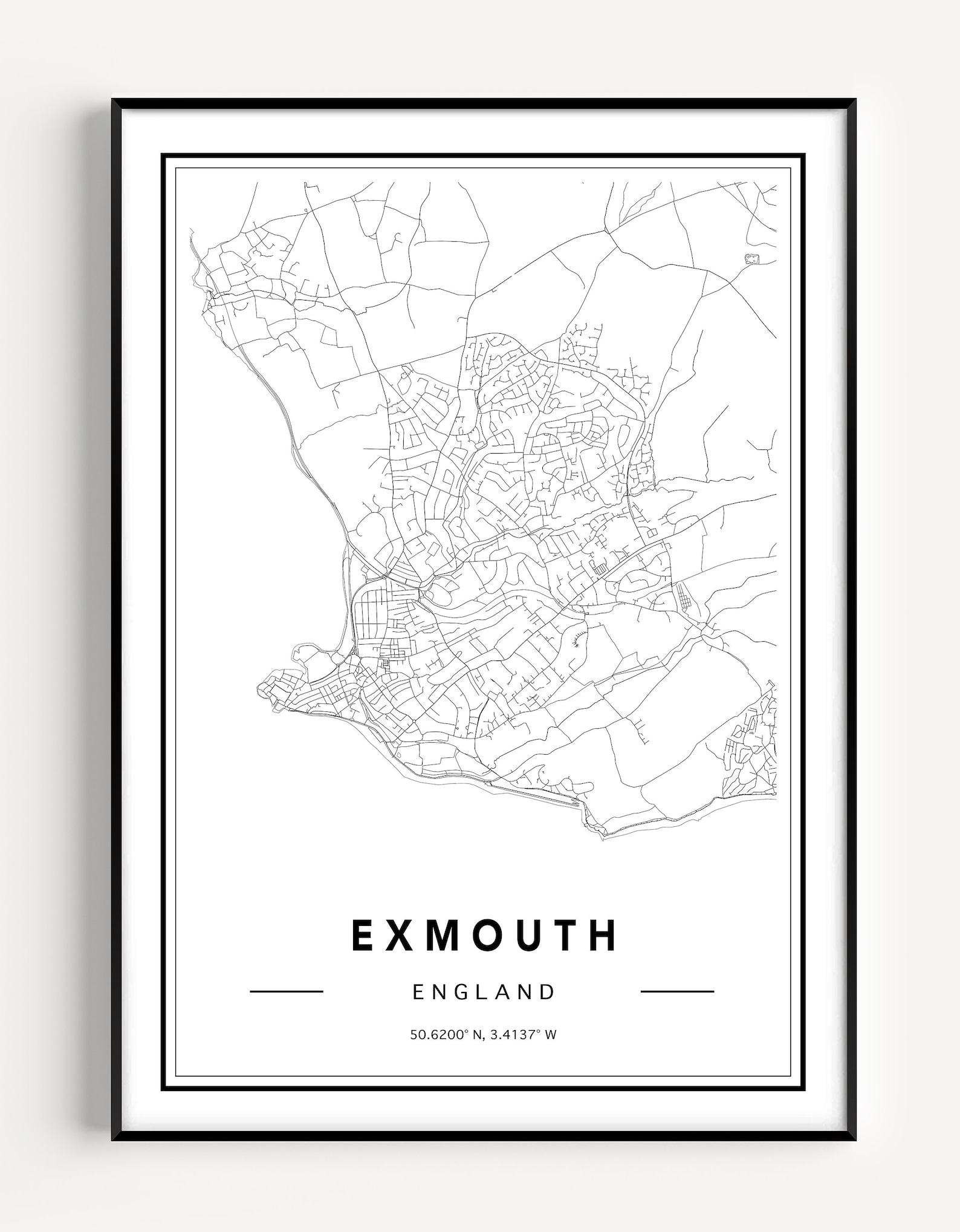 Exmouth Map Print Exmouth Map Poster Map of Exmouth Exmouth - Etsy UK