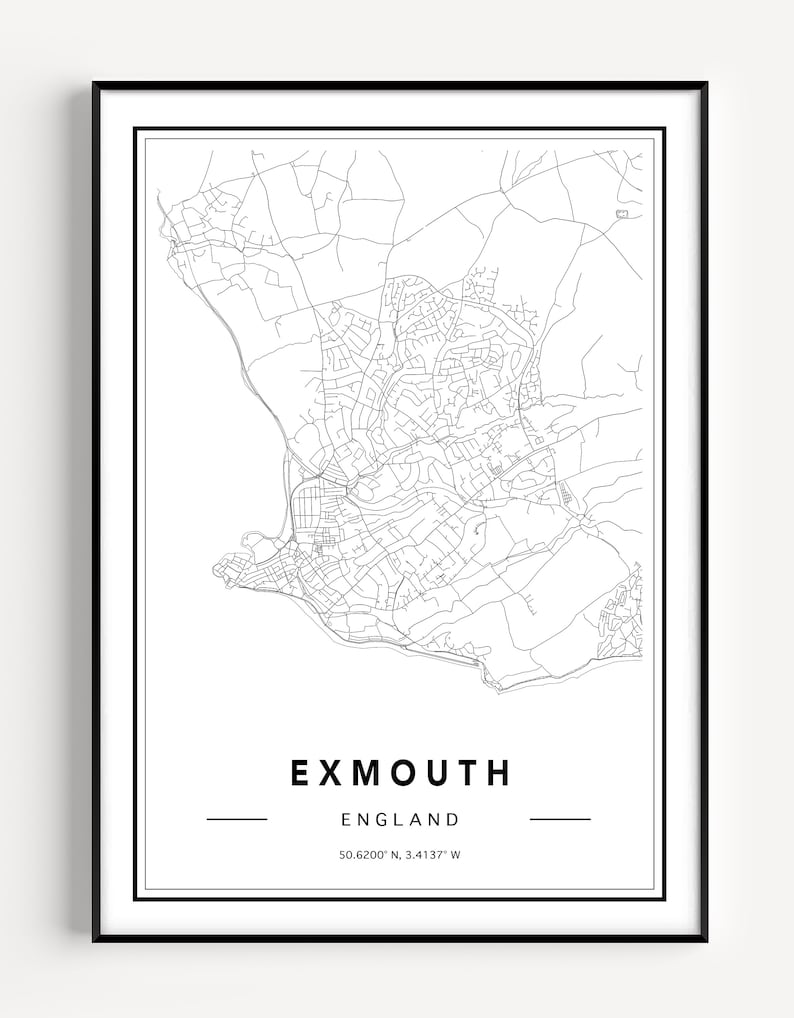 Exmouth Map Print Exmouth Map Poster Map of Exmouth Exmouth - Etsy UK