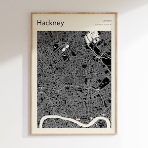 Hackney Map Print, Hackney Map Poster, Hackney London Wall Art, Map of ...