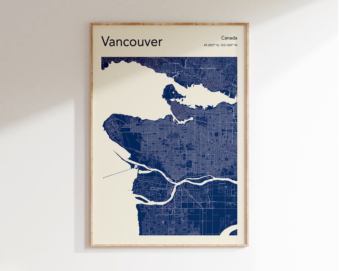 Vancouver Map Poster, MORE COLOURS, Vancouver Canada Map Print, Colour ...