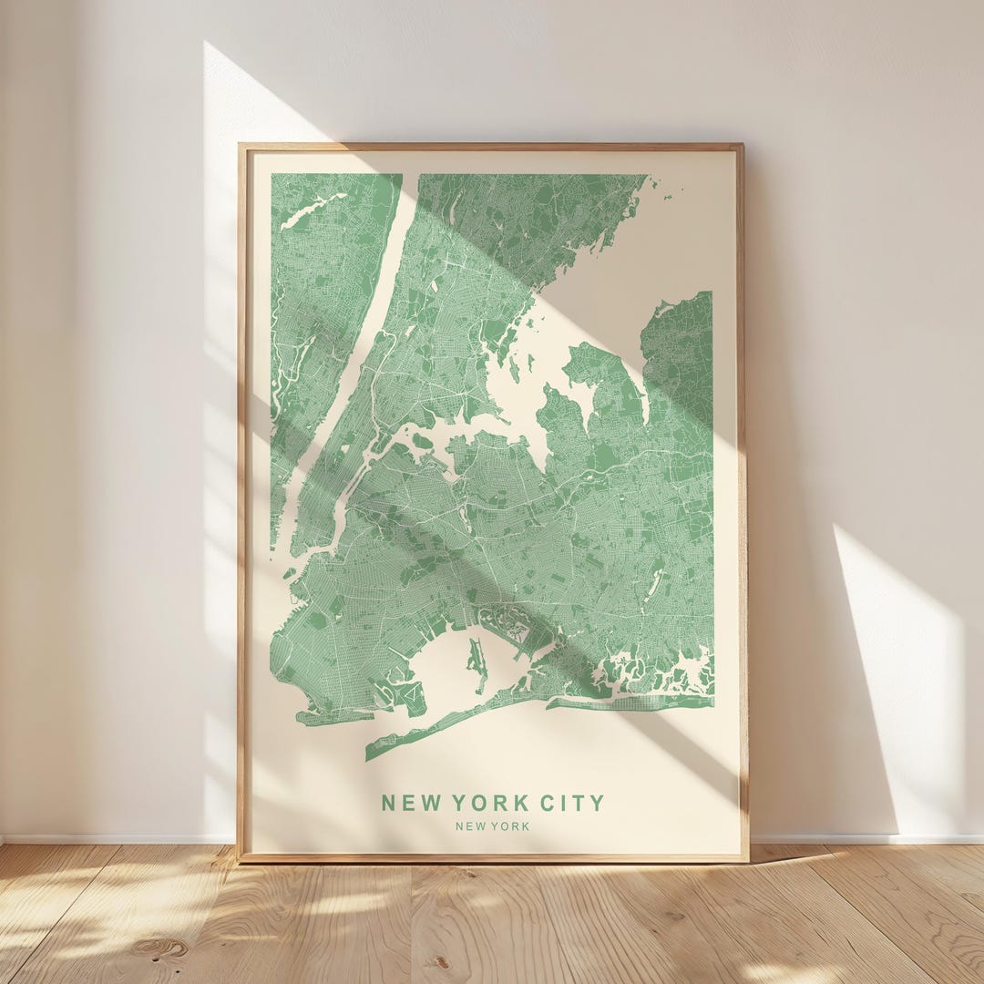 New York City Map Print, DIGITAL DOWNLOAD New York Print, Sage Green ...