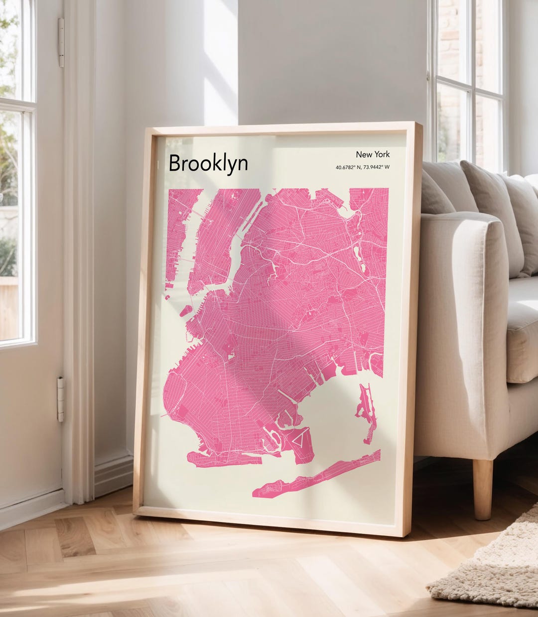 Brooklyn Map Print: Modern City Wall Art - Etsy