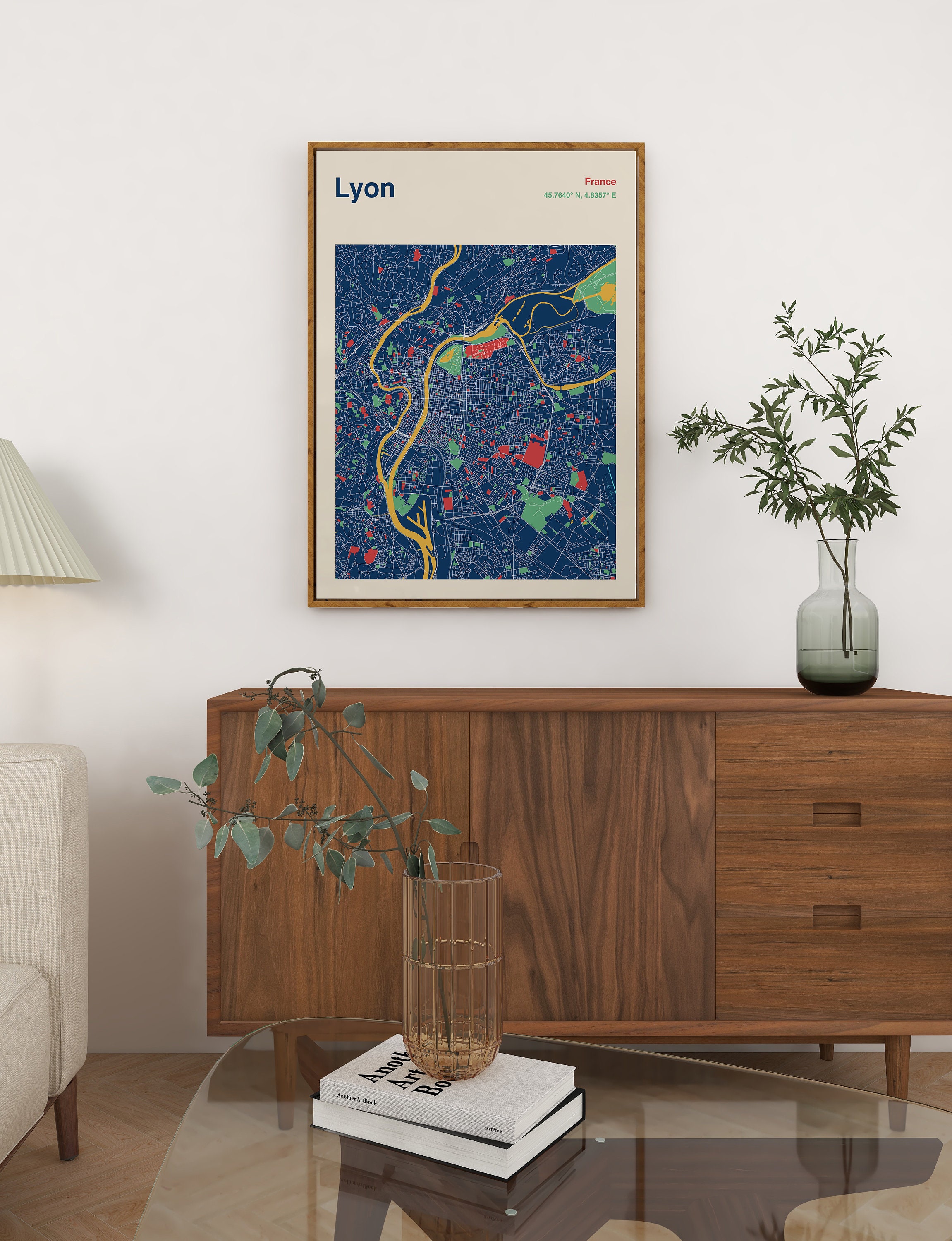 Lyon Map Print Lyon France Map Poster Colour Lyon Map Wall - Etsy