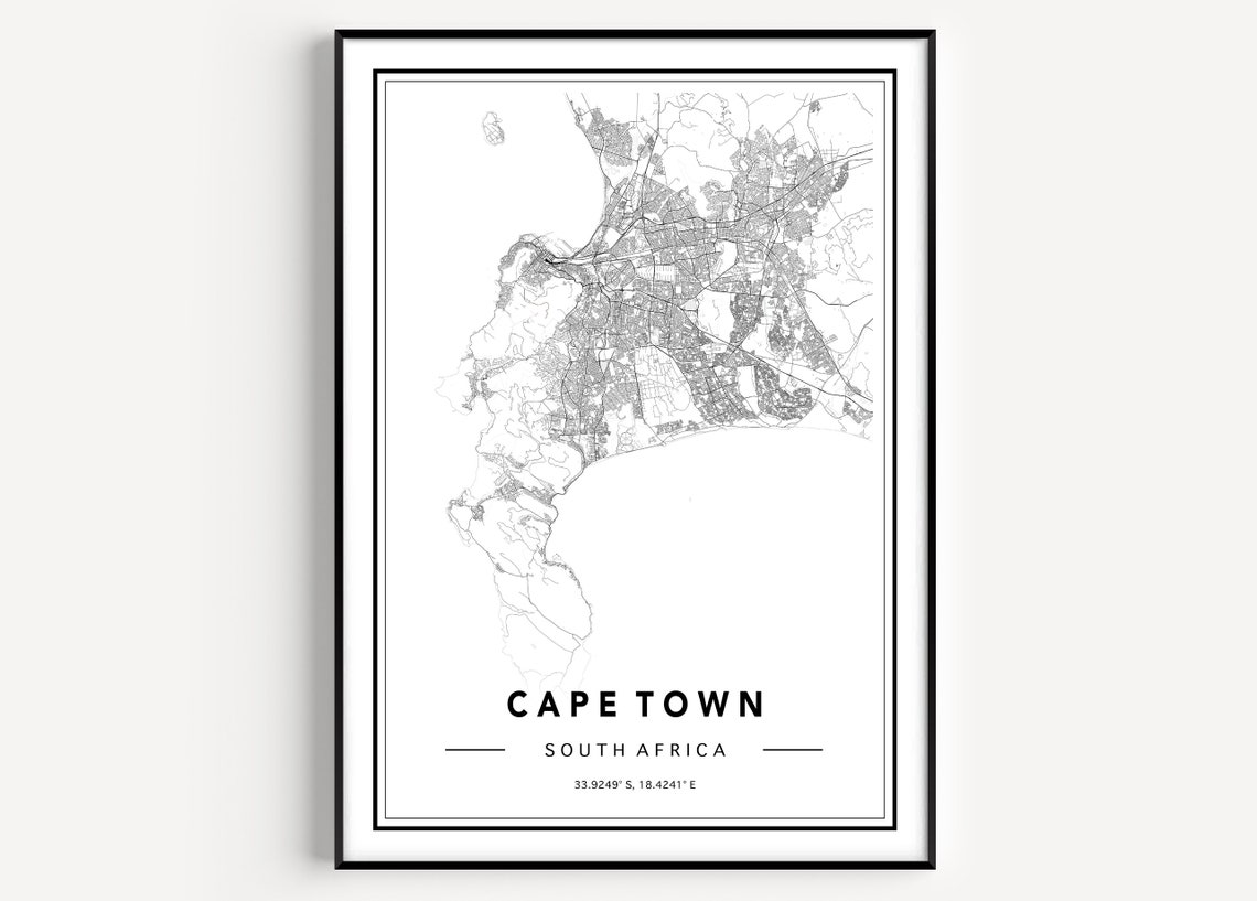 Cape Town Map Print Cape Town Map Poster Cape Town Map Wall | Etsy UK