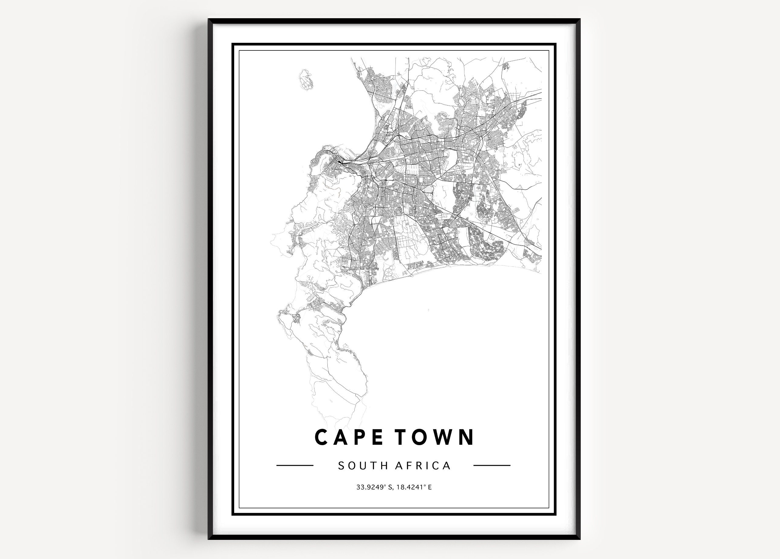 Cape Town Map Print Cape Town Map Poster Cape Town Map Wall | Etsy UK