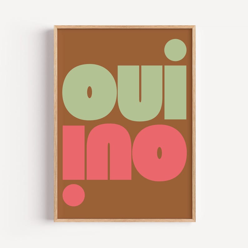 Oui Oui French Quote Print – Retro Typography Wall Art (digital ...