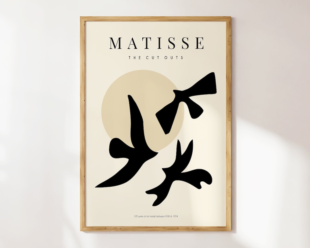 Minimal Black & Cream Matisse Birds Art Print, Matisse Cut Outs Poster ...