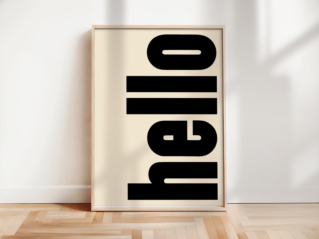 Minimalist Hello Typography Art Print, MORE COLOURS, Hello, Hi, Hiya ...