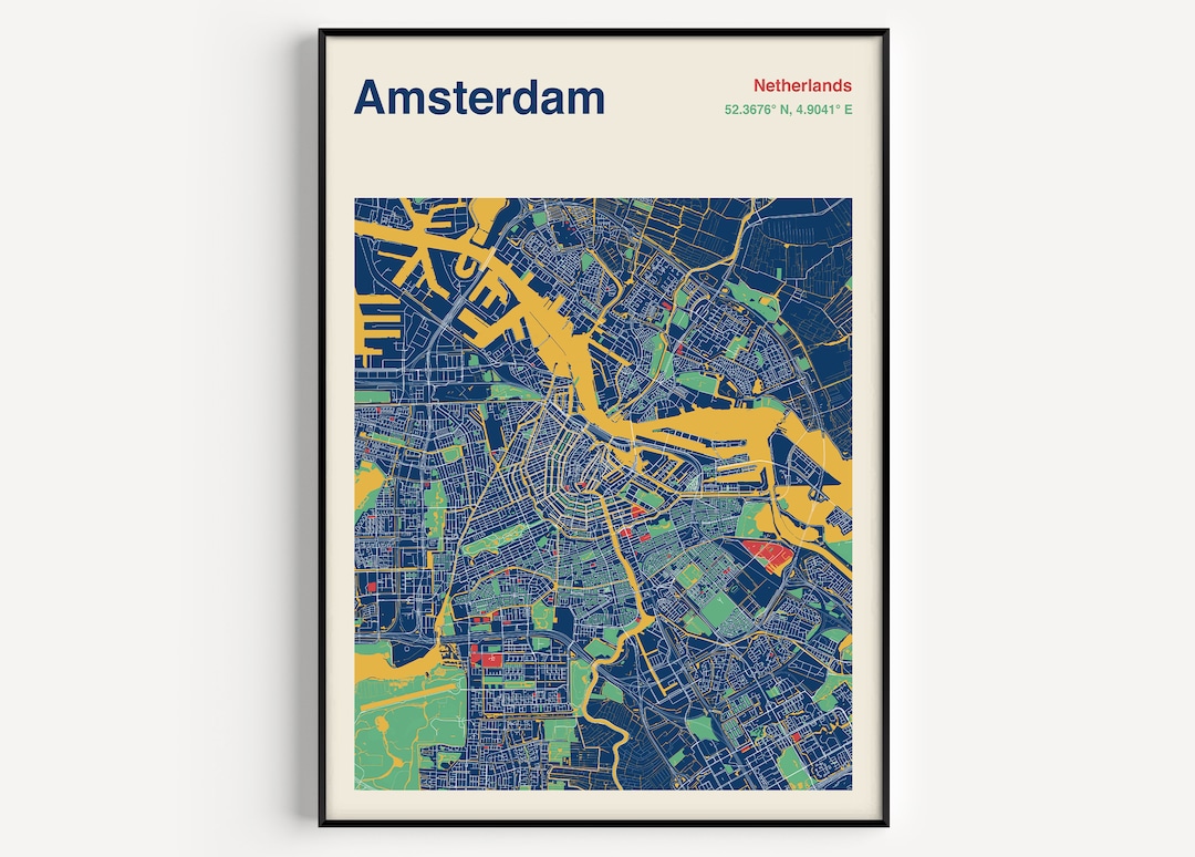 Amsterdam Map Print, Amsterdam Map Poster, Amsterdam Netherlands Map ...