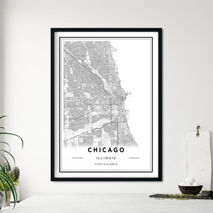 Chicago Map Print, Chicago Map Poster, Chicago Map Wall Art, Chicago ...