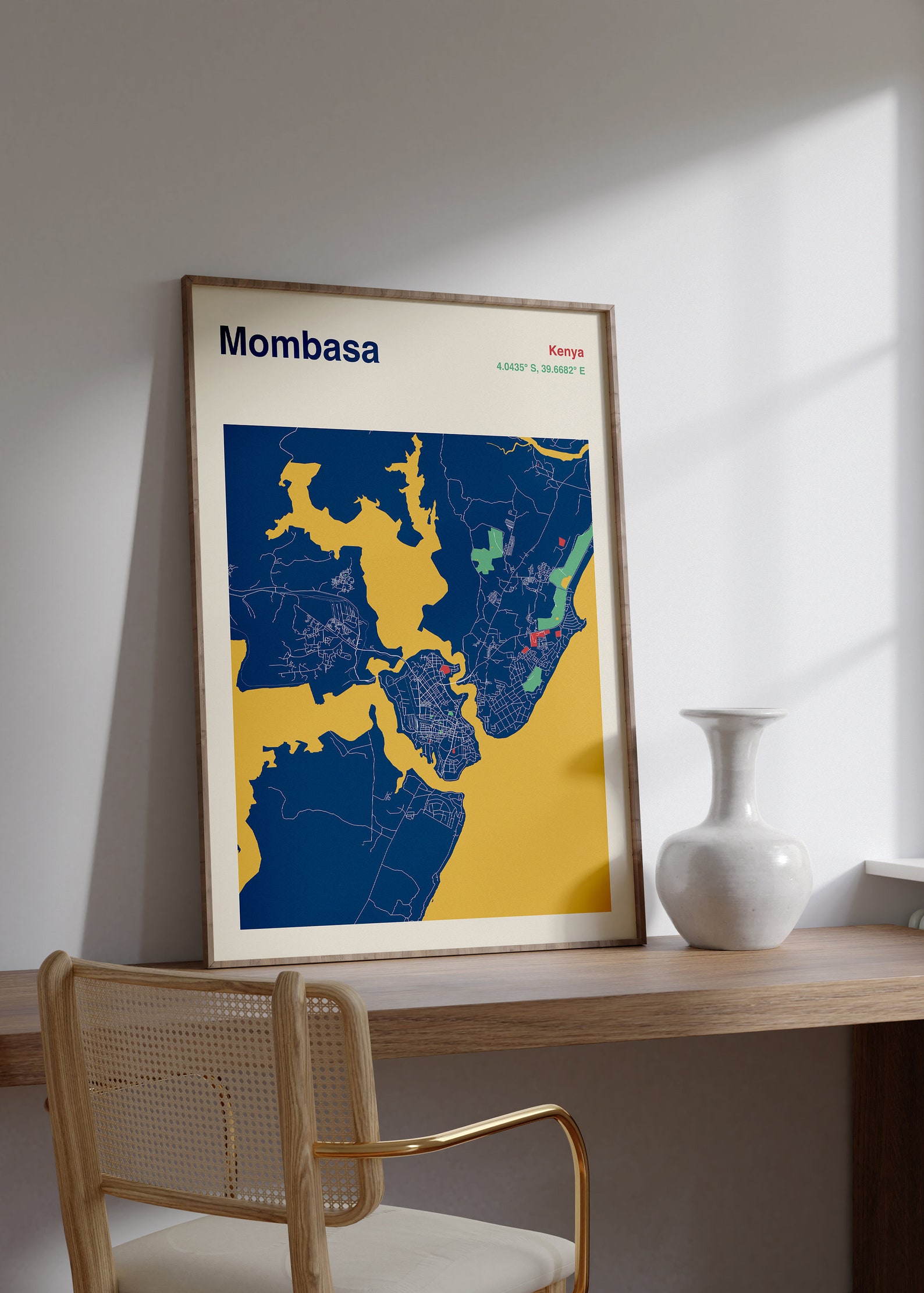 Mombasa Kenya Map Print Mombasa Map Poster Colour Map of - Etsy UK