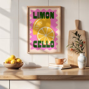 Limoncello Art Print, MORE COLOURS, Lemons Art Print, Retro Cocktail ...