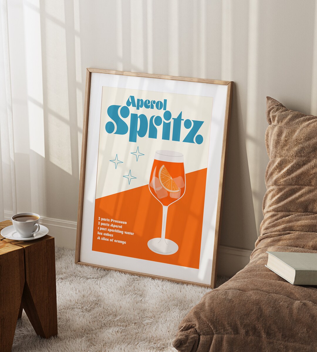 Retro Aperol Spritz Poster MORE COLOURS Bar Cart Wall Art - Etsy