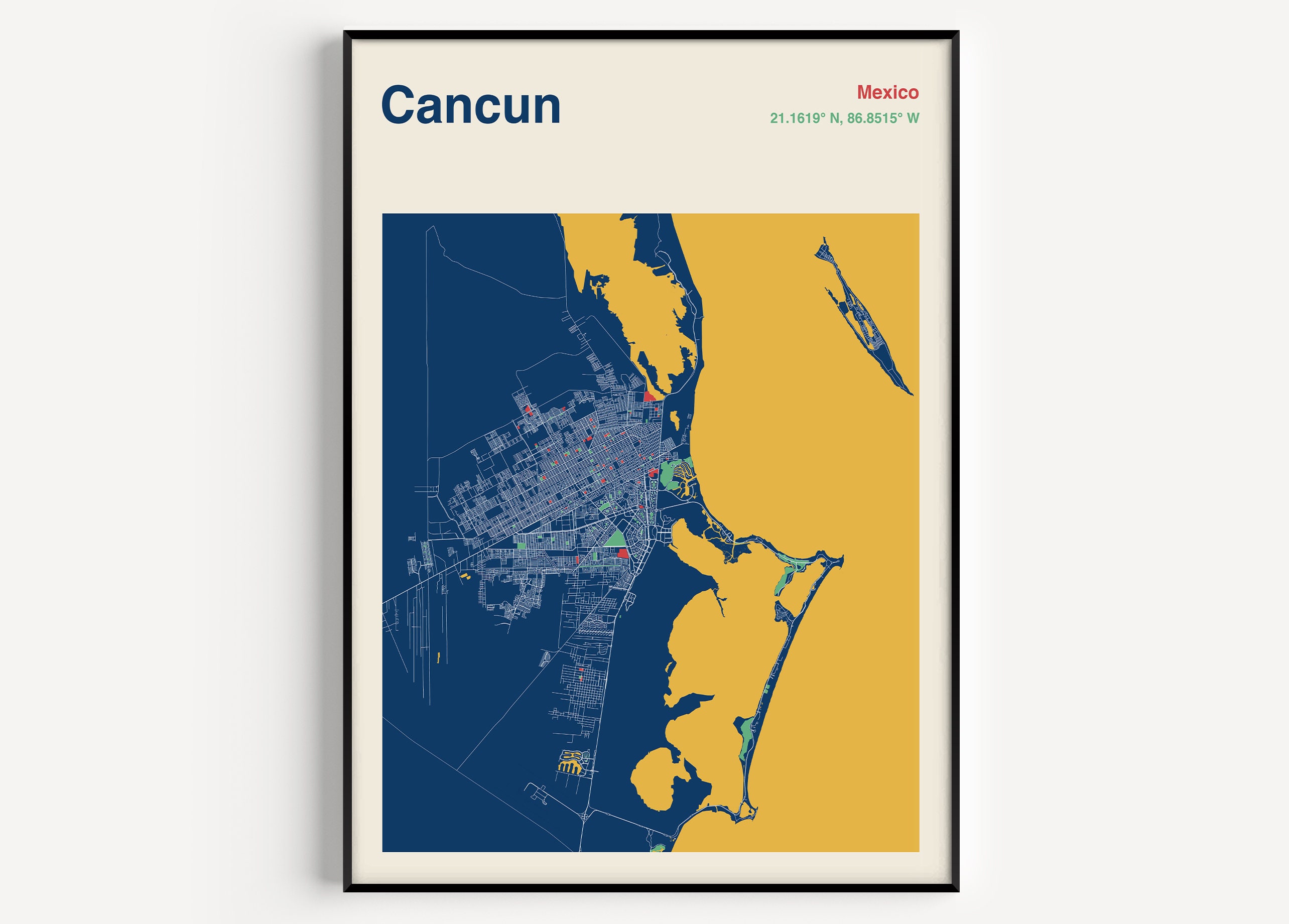 Cancun Mexico Map Print Cancun Map Poster Cancun Map Wall - Etsy
