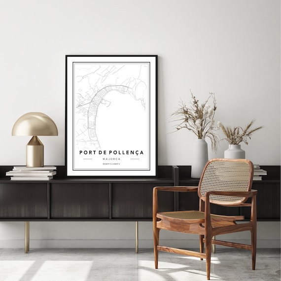 Port De Pollenca Map Print Majorca Map Poster Map of Port De | Etsy UK