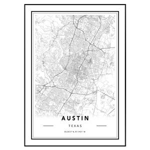 Austin TX Map Print, Austin Map Poster, Austin Map Wall Art, Austin ...