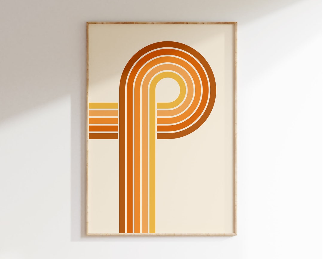 Retro Orange Rainbow Stripes Poster: 70s Bauhaus Art - Etsy