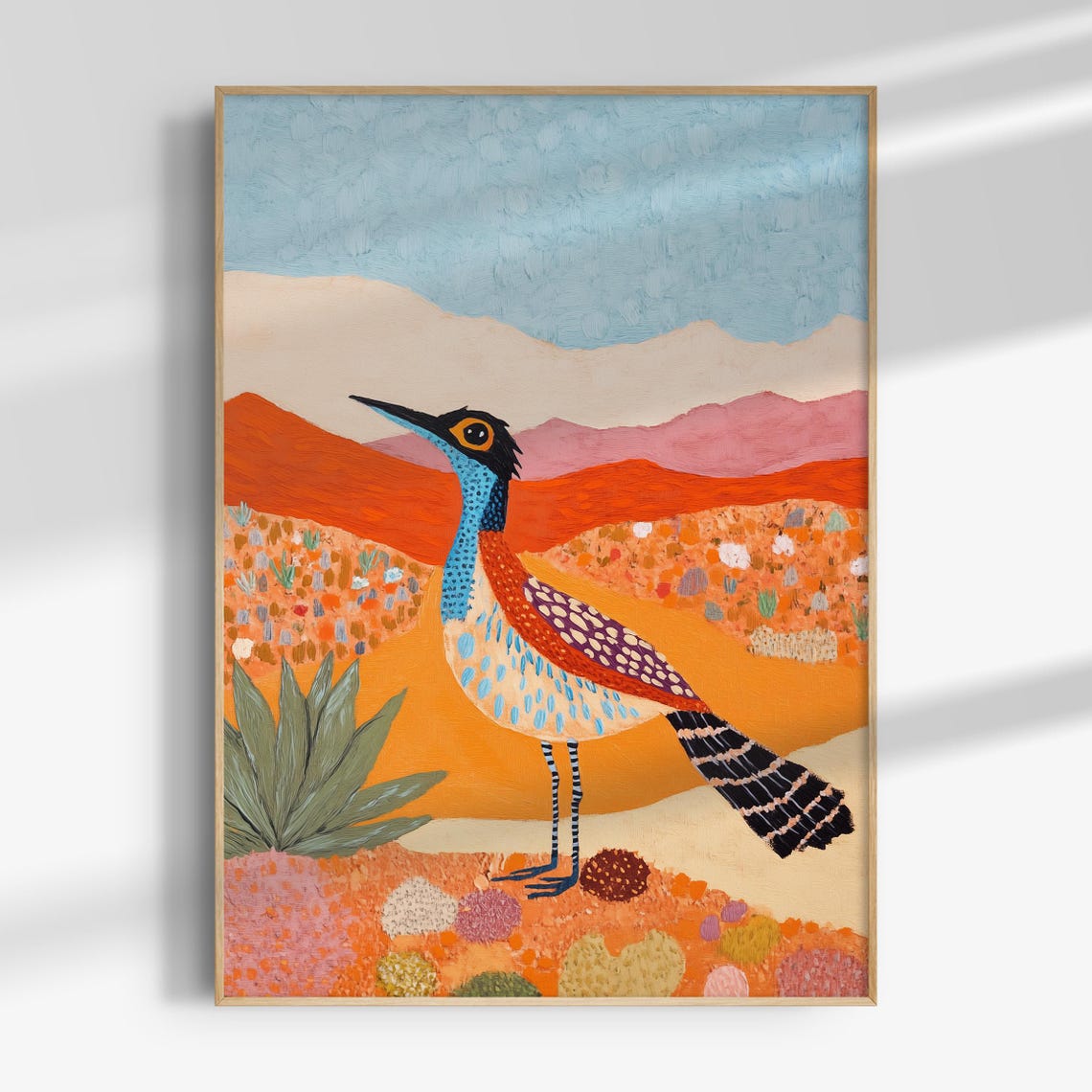 Roadrunner Bird Print: Colorful Southwestern Desert Painting (digital ...