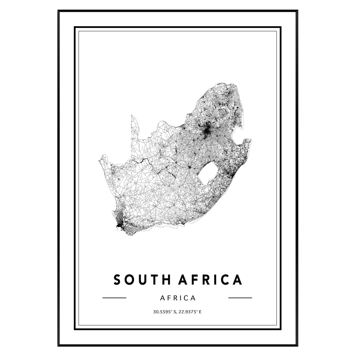 South Africa Map Print South Africa Map Poster South Africa - Etsy UK
