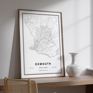 Exmouth Map Print, Exmouth Map Poster, Map of Exmouth, Exmouth Map Wall ...