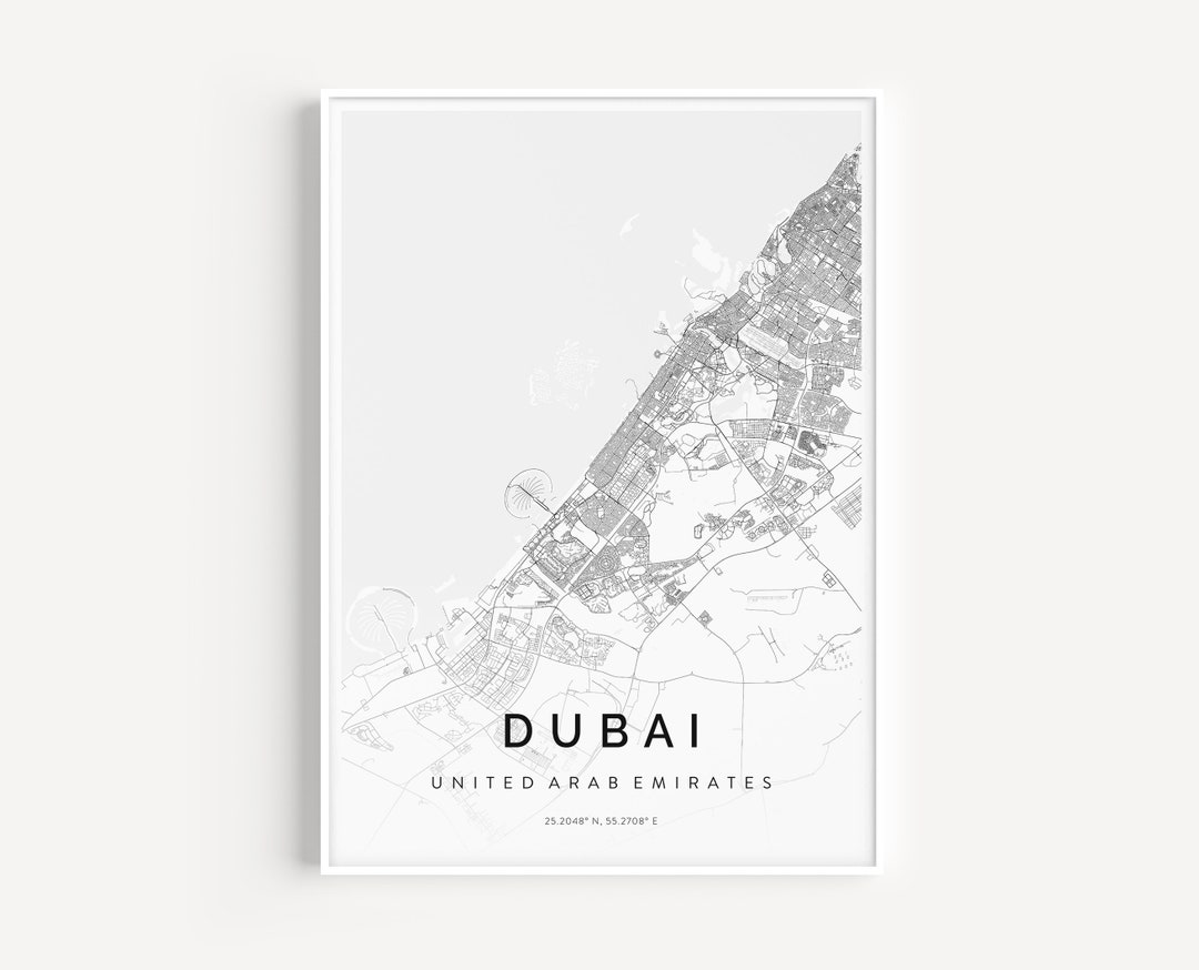 Minimal Dubai Map Poster, Dubai City Map, Map of Dubai, Dubai Map Print ...