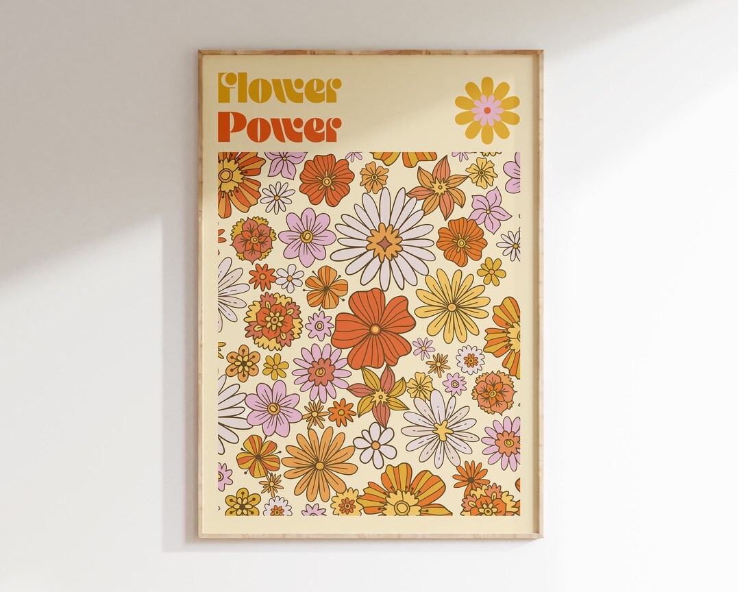 Retro Flower Poster Poster, Retro Art Poster, 70's Aesthetic, Flower ...