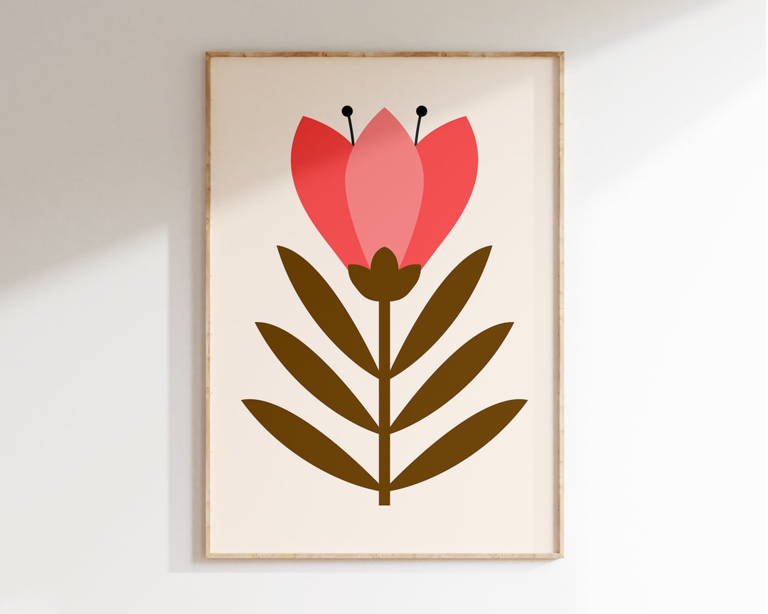 Mid Century Modern Flower Art Print, Retro Flower Poster, Mid Century ...
