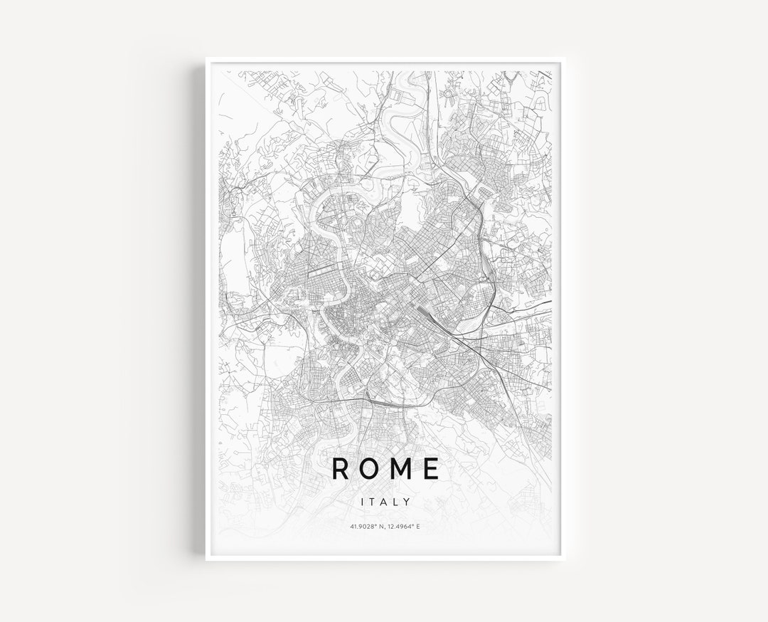 Minimal Rome City Map Print, Rome Map Poster, Rome Map Poster, Rome Map ...