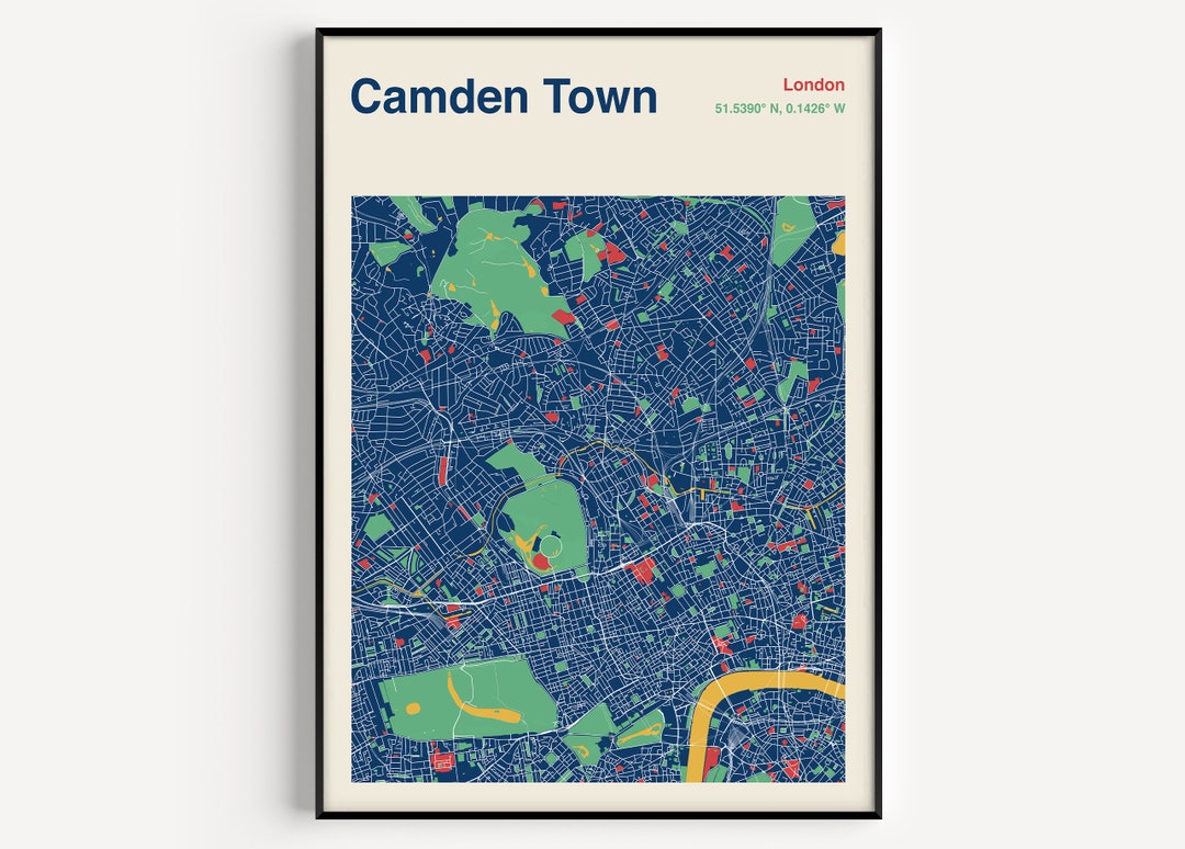 Camden Town Map Print, Camden Town Map Poster, Camden Town Map Wall Art ...