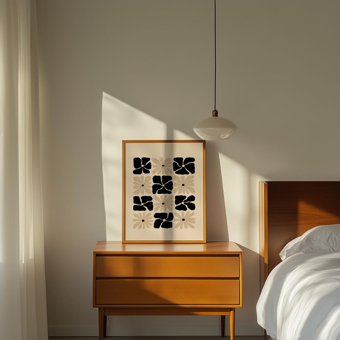 Black and Beige Abstract Flower Prints: Boho Matisse Art (digital ...