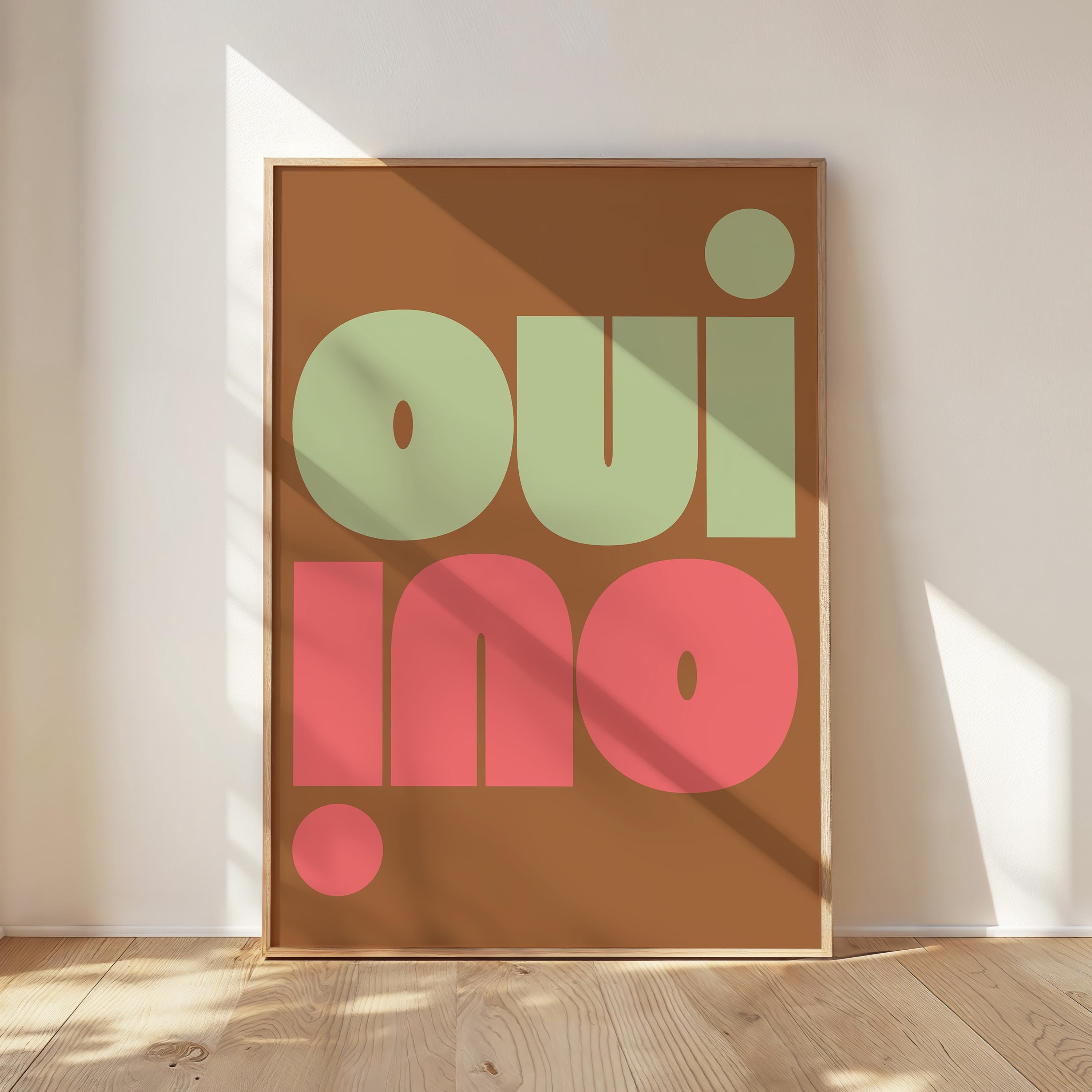 Oui Oui French Quote Print – Retro Typography Wall Art (digital ...