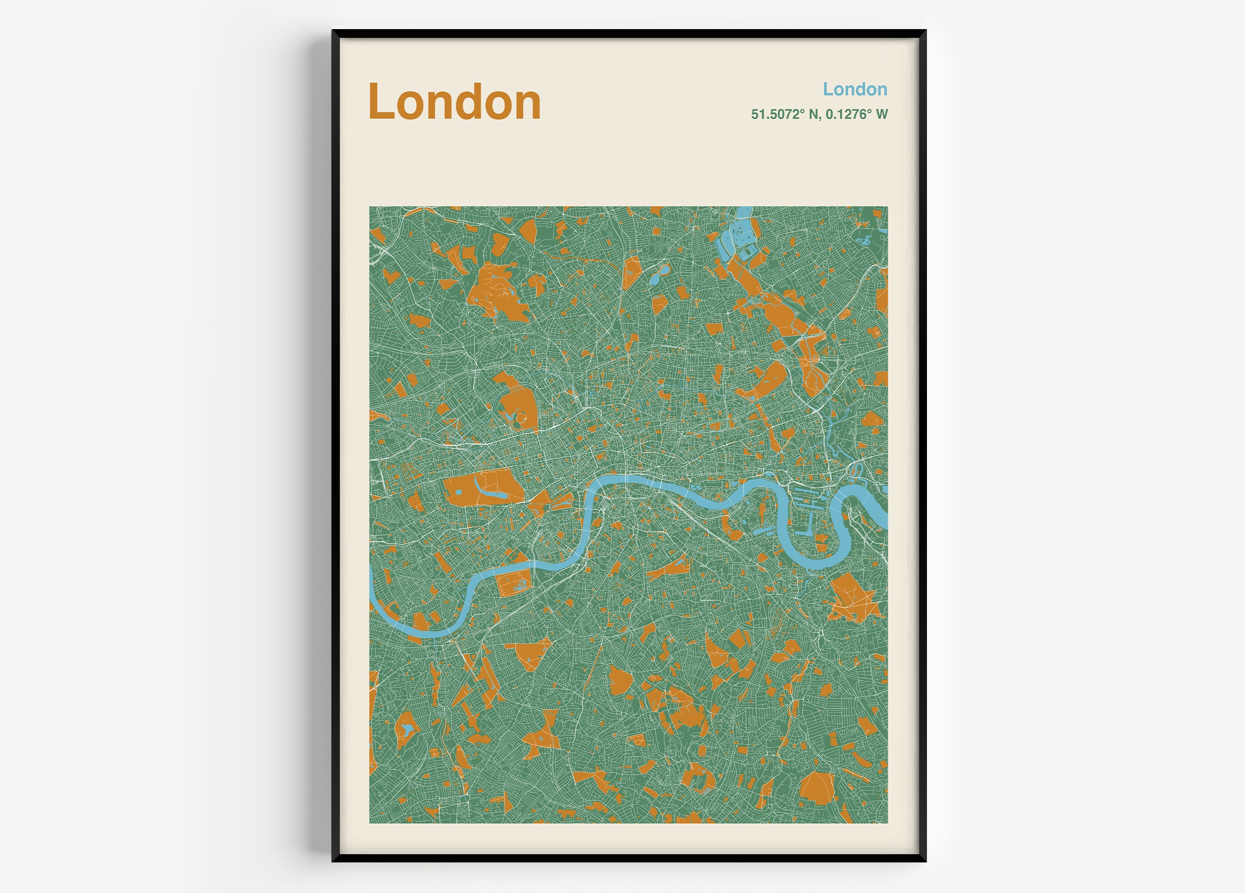 London Map Print London Map Poster Colour London City Map - Etsy UK