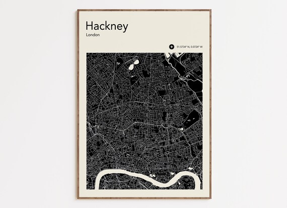 Hackney Map Print Hackney Map Poster Hackney London Wall | Etsy