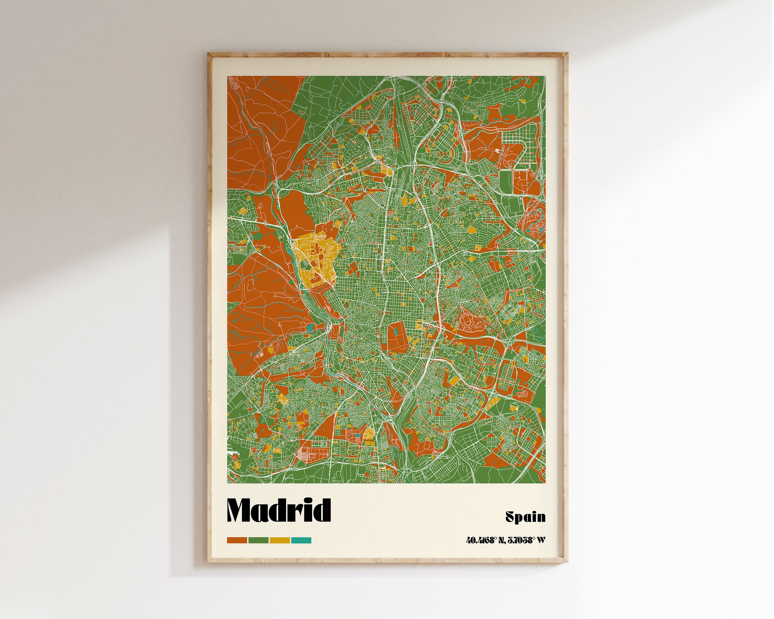 Madrid City Map Art Print: Colorful Spain Street Map - Etsy