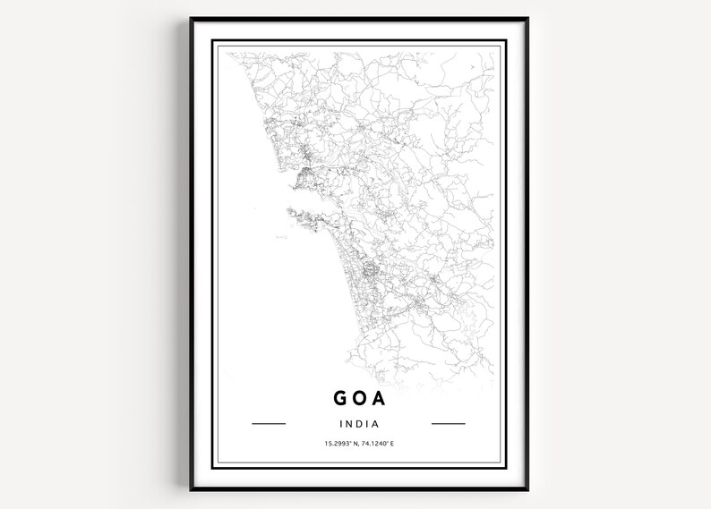 Goa India Map Print Map of Goa Goa Map Print India Art - Etsy UK