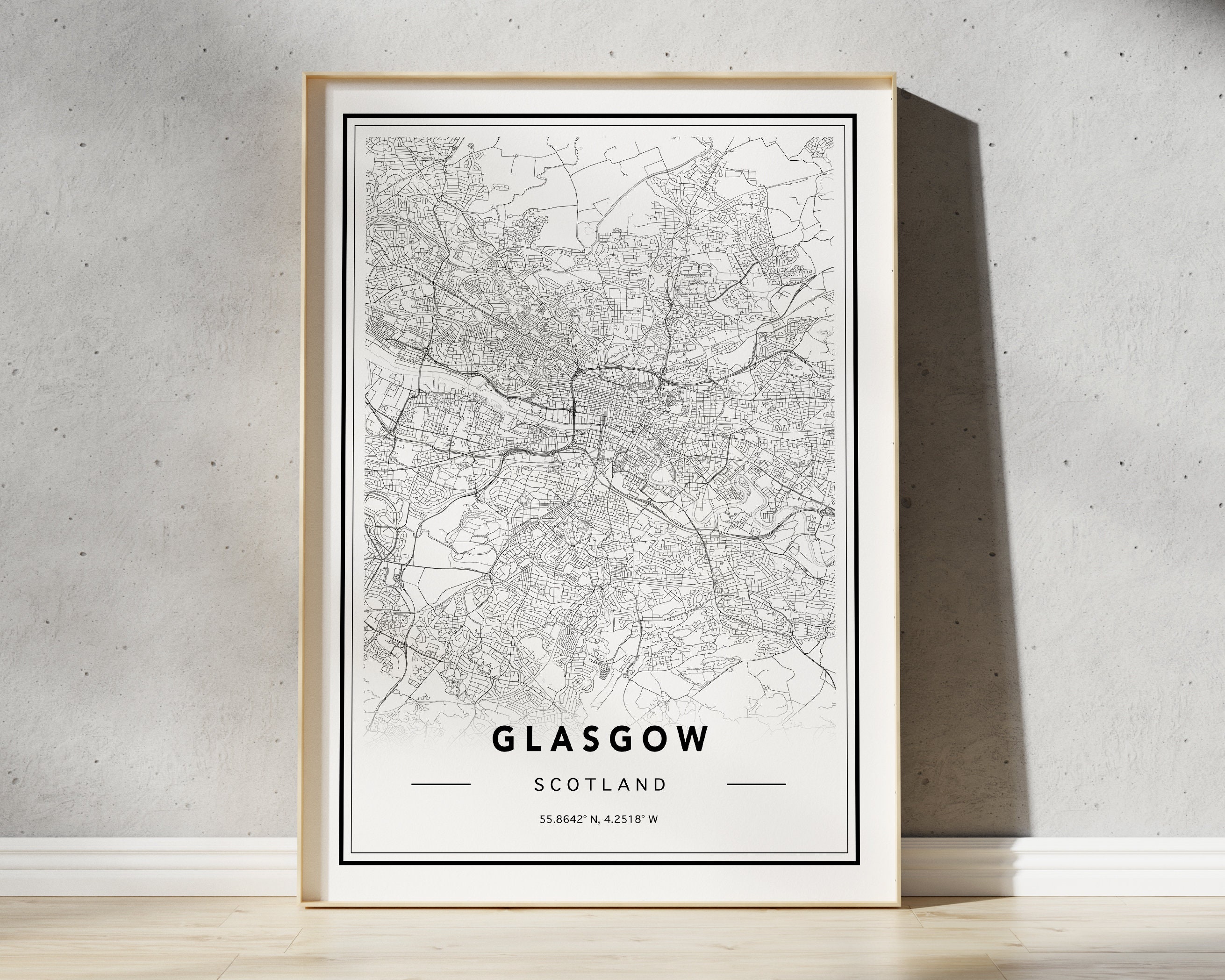 Glasgow Map Print Glasgow Map Poster Glasgow Map Wall Art - Etsy