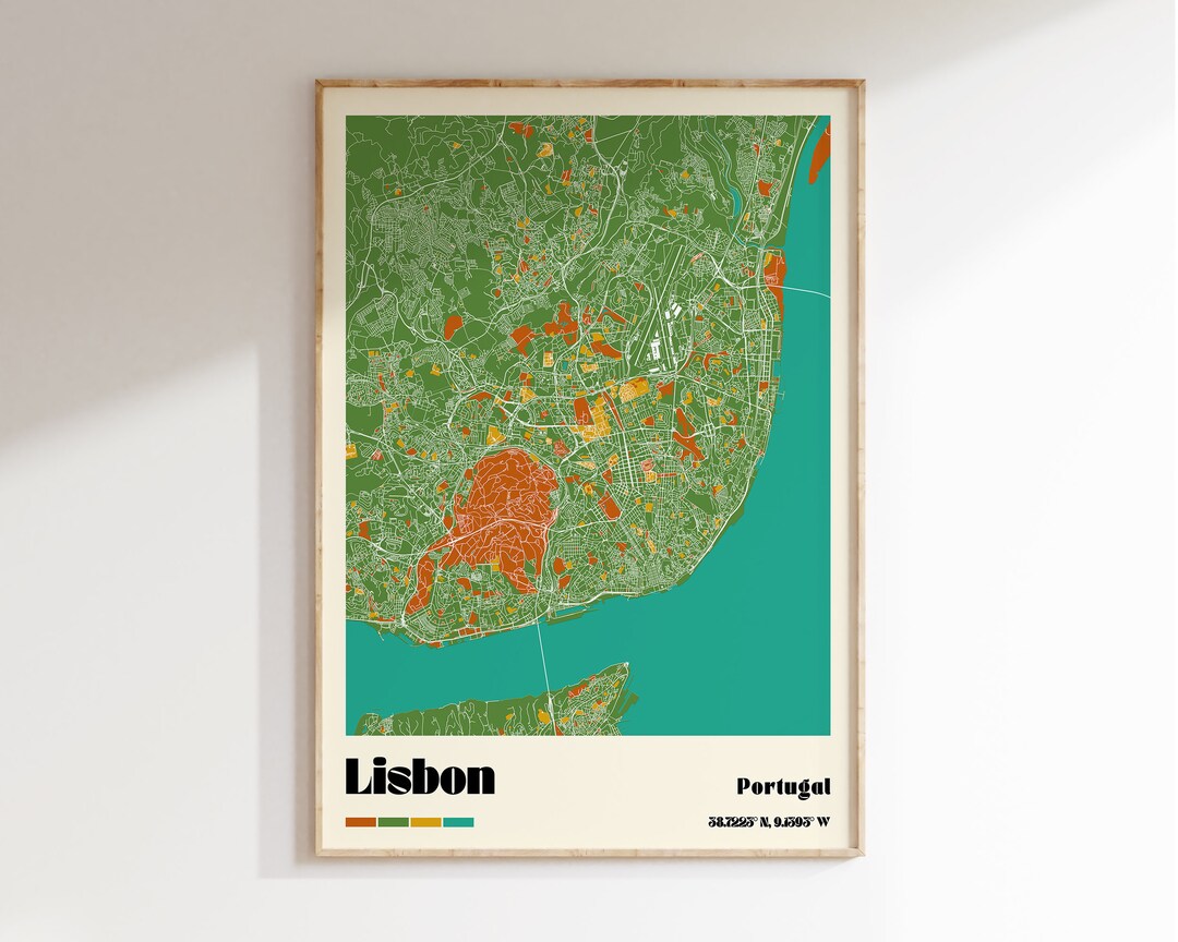 Lisbon Portugal Map Print, Map of Lisbon, Lisbon City Map, Lisbon Map ...