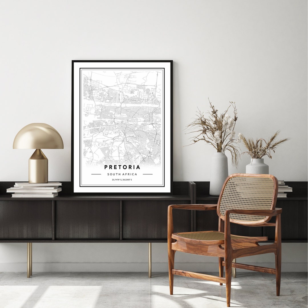 Pretoria Mapa Print, Pretoria Map Poster, Pretoria Map Wall Art, Mapa ...