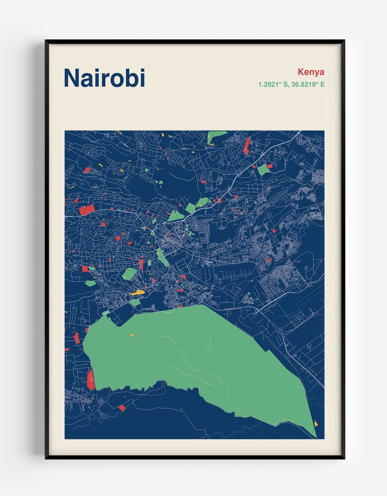 Nairobi Kenya Map Print Nairobi Map Poster Map of Nairobi - Etsy