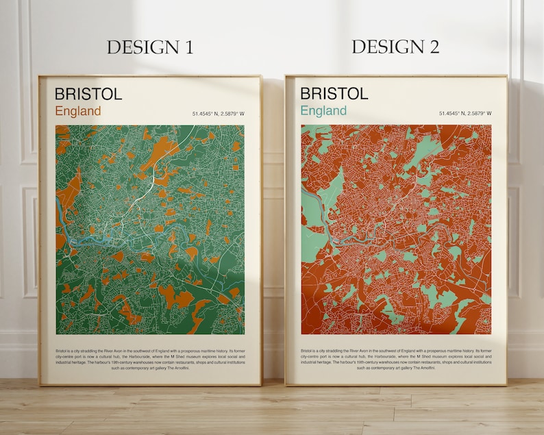 Bristol Map Print Bristol Map Poster Colour Bristol City | Etsy