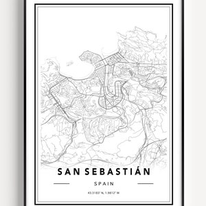 San Sebastian Map Print, San Sebastian City Map Poster, San Sebastian ...