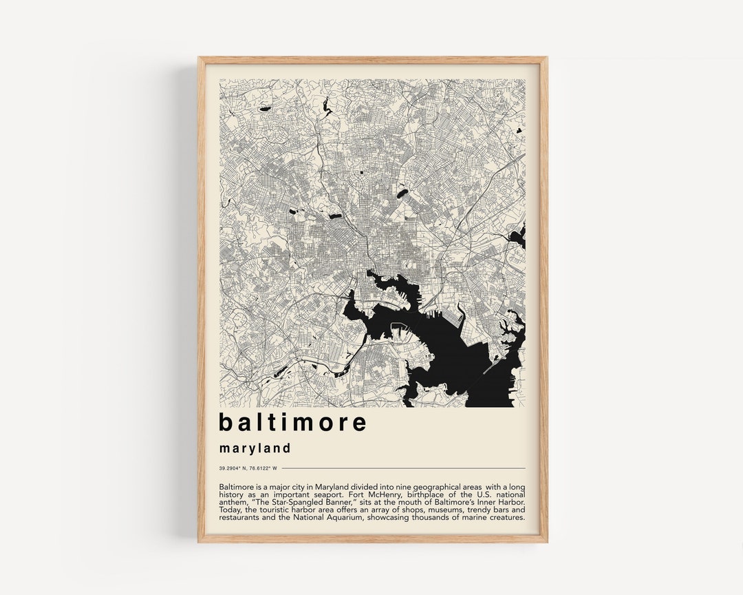 Minimal Baltimore Map Print, Baltimore Map Poster, Baltimore Map Wall ...