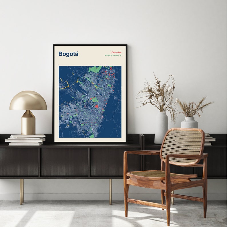 Bogota Colombia Map Art Print: Cityscape Poster - Etsy