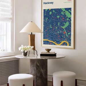 Hackney Map Print, Hackney Map Poster, Hackney London Map Wall Art, Map ...