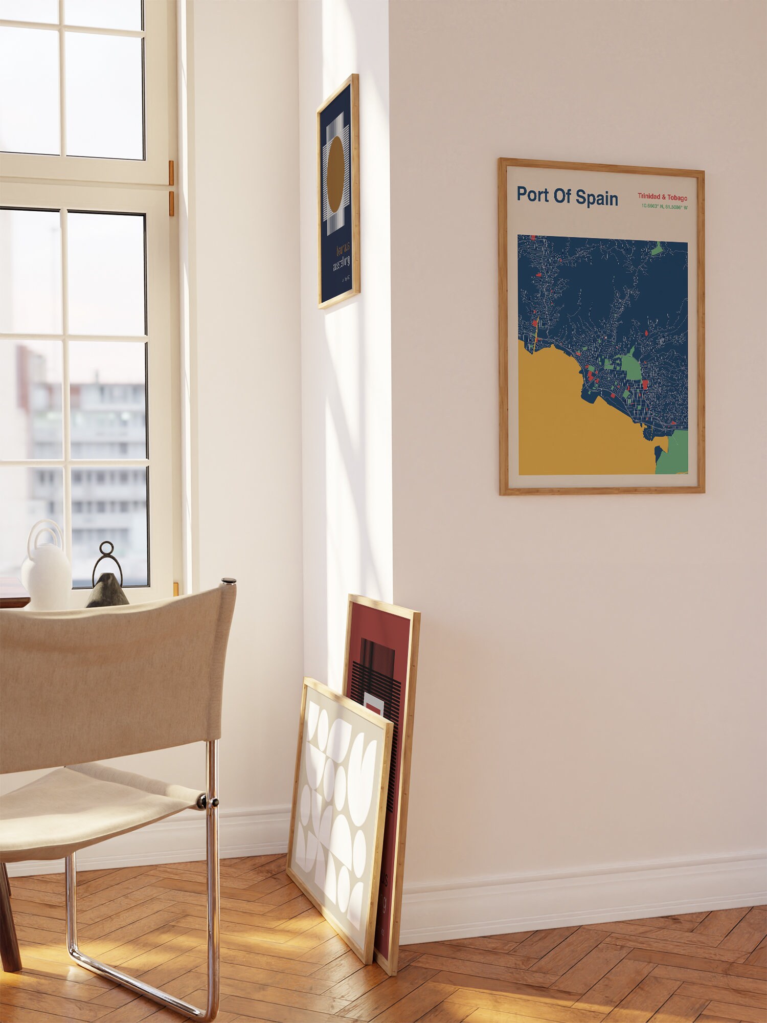 Port of Spain Map Print: Trinidad & Tobago Mid-century Modern Wall Art ...